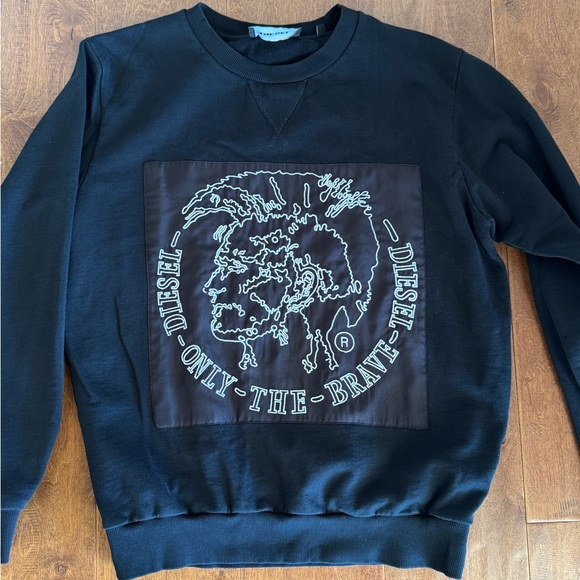 Diesel | Sweaters | Diesel Mens Black Graphic Crewneck Sweater | Poshmark